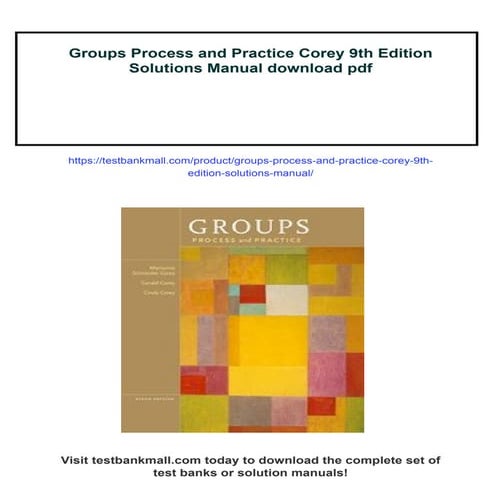 Groups Process and Practice Corey 9th Edition Solutions Manual | PDF
