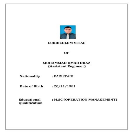Umer CV | DOC | Computing | Technology & Computing
