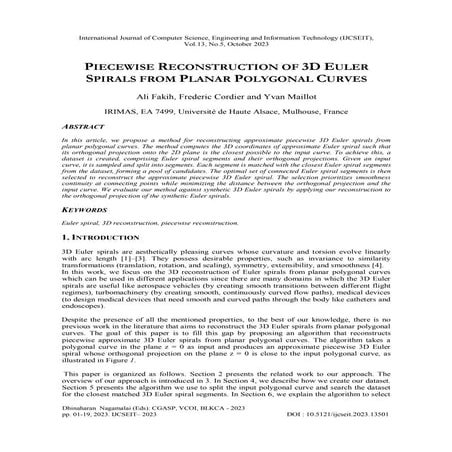 PIECEWISE RECONSTRUCTION OF 3D EULER SPIRALS FROM PLANAR POLYGONAL CURVES | PDF | 3-D Graphics ...