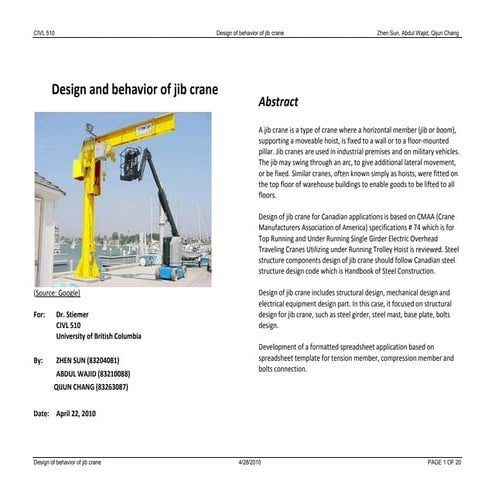 Design-and-Behavior-of-Jib-Cranes | PPT