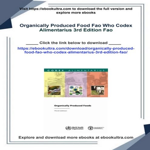 Organically Produced Food Fao Who Codex Alimentarius 3rd Edition Fao | PDF