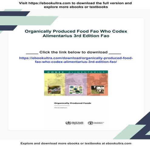 Organically Produced Food Fao Who Codex Alimentarius 3rd Edition Fao | PDF