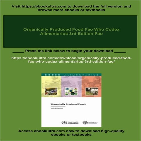 Organically Produced Food Fao Who Codex Alimentarius 3rd Edition Fao | PDF