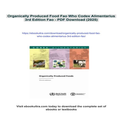 Organically Produced Food Fao Who Codex Alimentarius 3rd Edition Fao | PDF