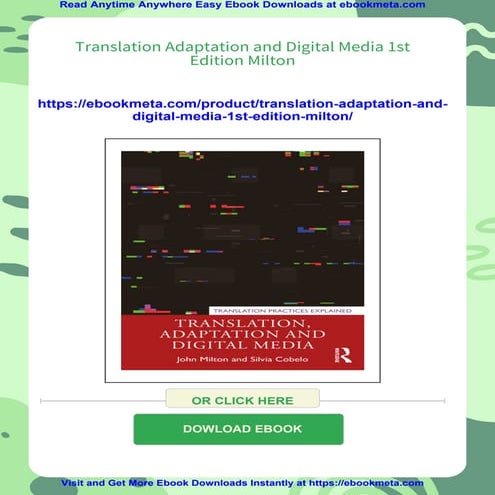 Translation Adaptation and Digital Media 1st Edition Milton | PDF