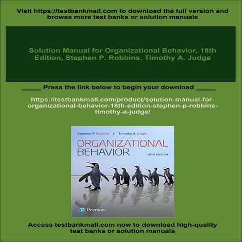Solution Manual for Organizational Behavior, 18th Edition, Stephen P ...