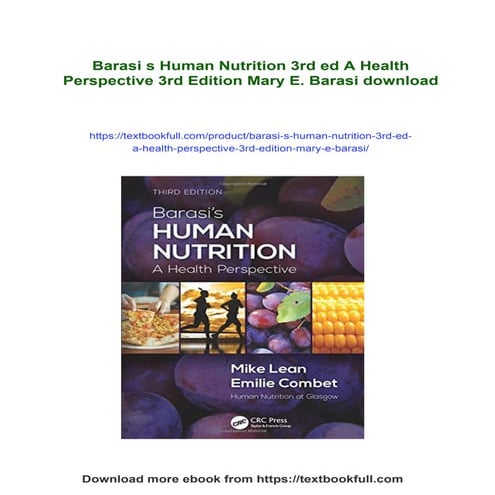 Barasi s Human Nutrition 3rd ed A Health Perspective 3rd Edition Mary E ...