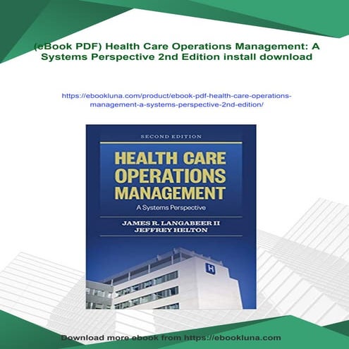 (eBook PDF) Health Care Operations Management: A Systems Perspective ...