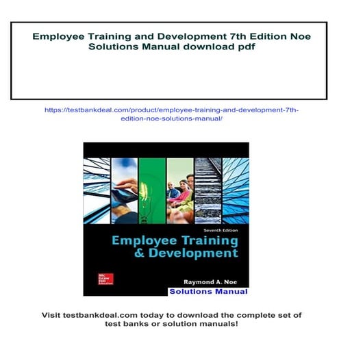 Employee Training and Development 7th Edition Noe Solutions Manual | PDF