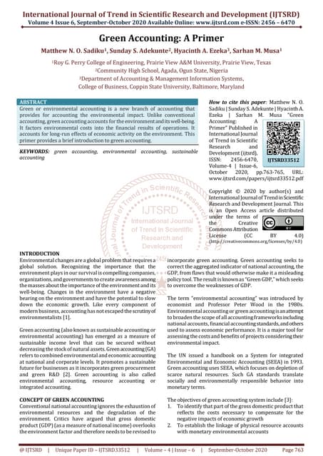 GREEN ACCOUNTING PPT | PPTX | Environmental Services Industry | Industries