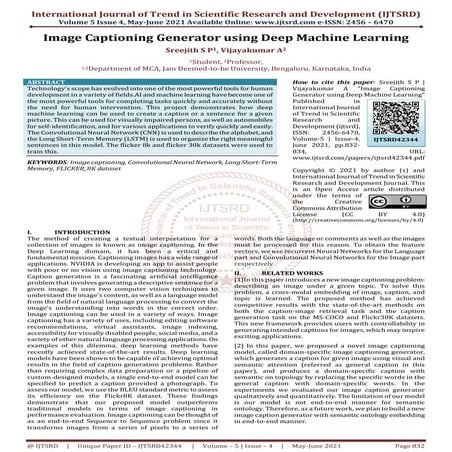 Automated Image Captioning – Model Based on CNN – GRU Architecture
