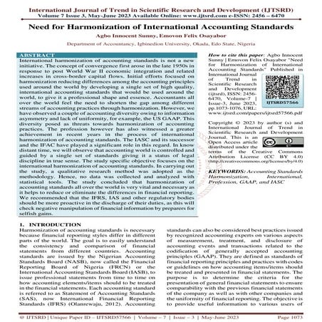 Need for Harmonization of International Accounting Standards | PDF