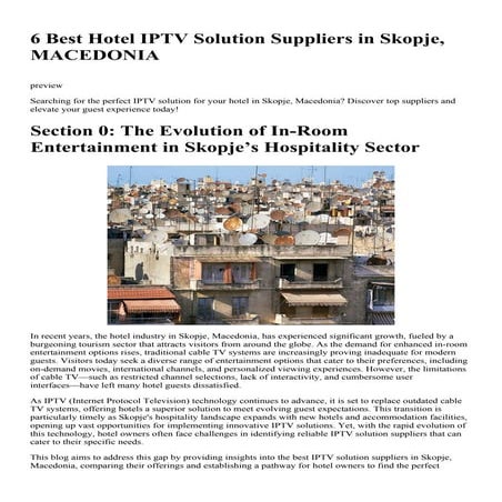 6 Best Hotel IPTV Solution Suppliers in Skopje, MACEDONIA | PDF