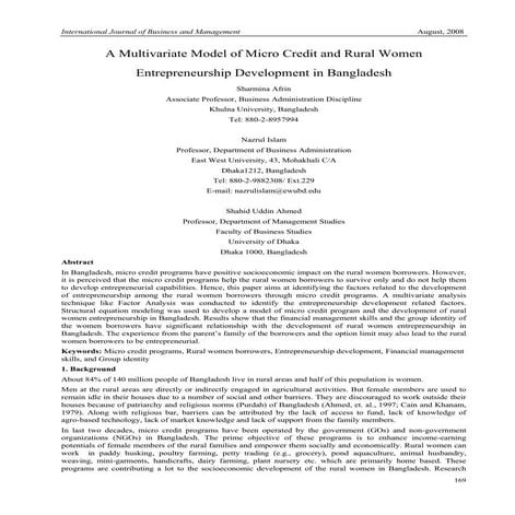 A Multivariate Model of Micro Credit and Rural Women Entrepreneurship ...