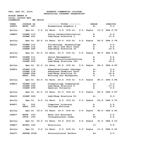 Transcript | DOCX | Undergraduate Education | College Education