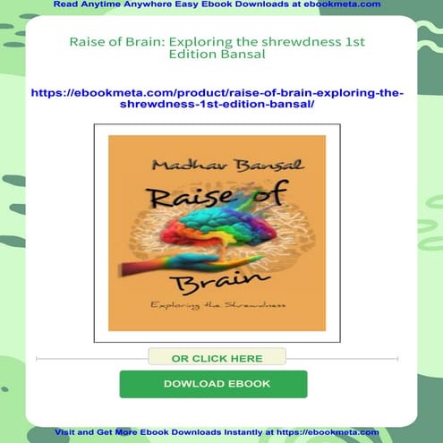 Raise of Brain: Exploring the shrewdness 1st Edition Bansal | PDF