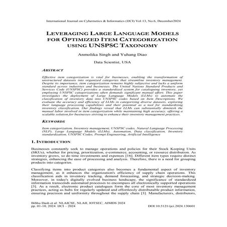 Leveraging Large Language Models For Optimized Item Categorization using UNSPSC Taxonomy | PDF