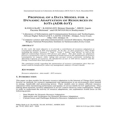 Proposal of a Data Model for a Dynamic Adaptation of Resources in IOTs (ADR-IOT) | PDF