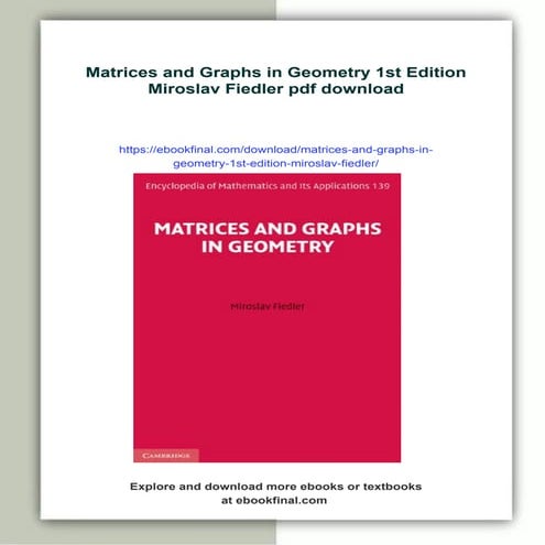 Matrices and Graphs in Geometry 1st Edition Miroslav Fiedler | PDF