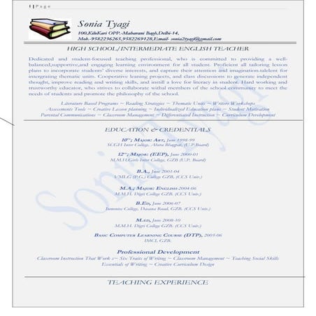 sonia resume | PDF