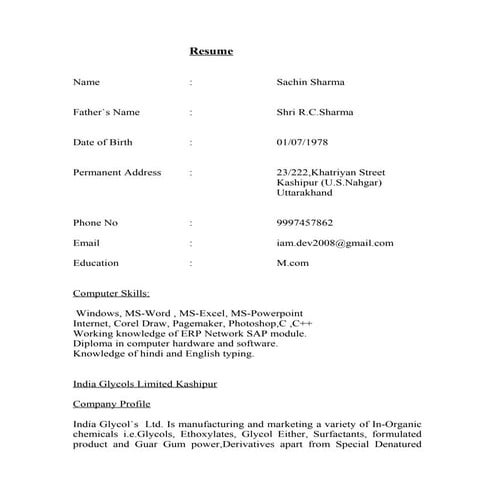 sachin resume (1) | DOC