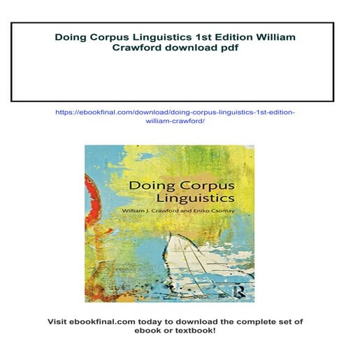 Doing Corpus Linguistics 1st Edition William Crawford | PDF