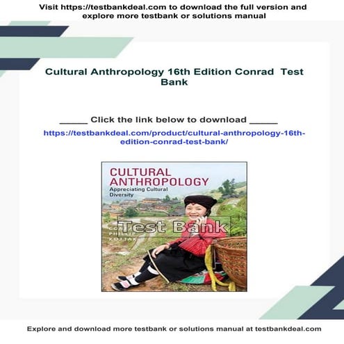 Cultural Anthropology 16th Edition Conrad Test Bank | PDF