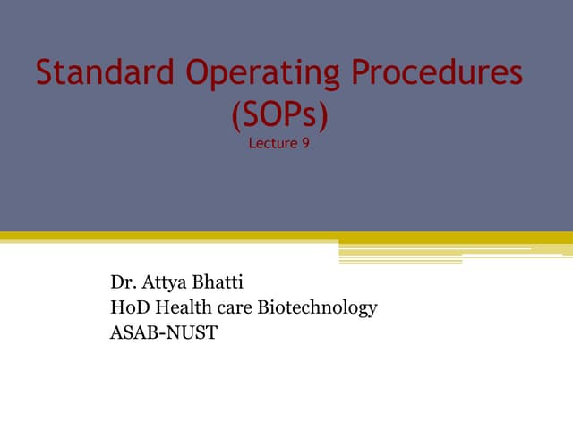 SOP- Standard Operation Procedure. | PPTX