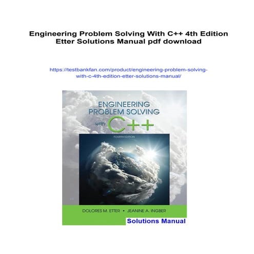 Engineering Problem Solving With C++ 4th Edition Etter Solutions Manual | PDF