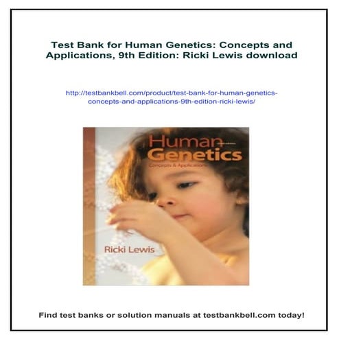 Test Bank for Human Genetics: Concepts and Applications, 9th Edition ...