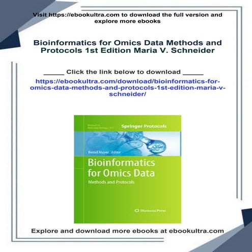 Bioinformatics for Omics Data Methods and Protocols 1st Edition Maria V. Schneider | PDF