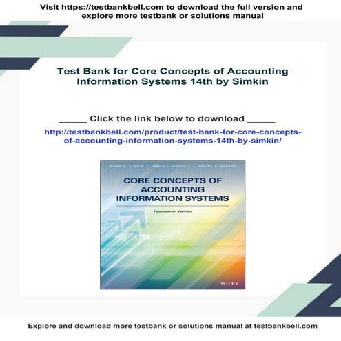 Test Bank for Core Concepts of Accounting Information Systems 14th by ...