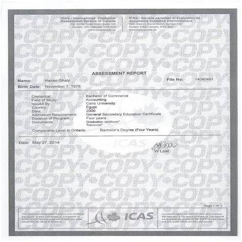 ICAS Bachelor of Commerce evaluation Canada | PDF