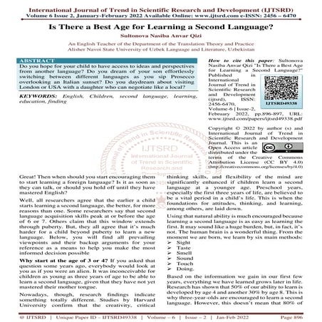 Is There a Best Age for Learning a Second Language | PDF