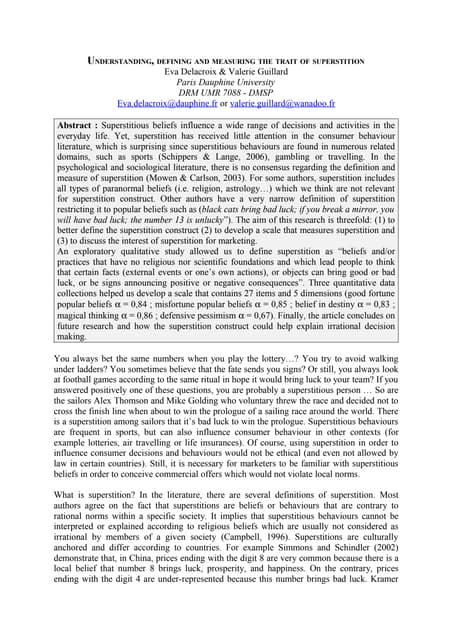 Superstition or common sense? | PDF
