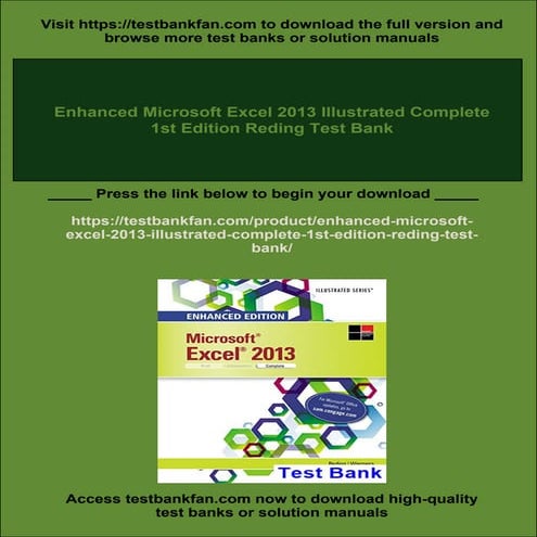 Enhanced Microsoft Excel 2013 Illustrated Complete 1st Edition Reding ...