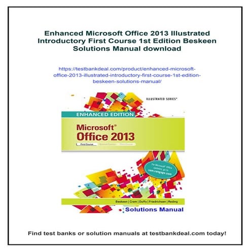 Enhanced Microsoft Office 2013 Illustrated Introductory First Course 1st Edition Beskeen ...