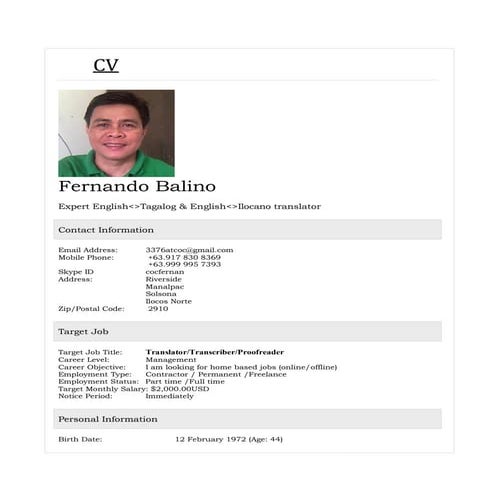 CV - Fernando Balino | PDF