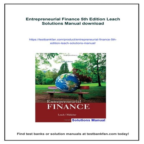 Entrepreneurial Finance 5th Edition Leach Solutions Manual | PDF
