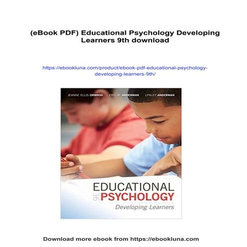 (eBook PDF) Educational Psychology Developing Learners 9th | PDF