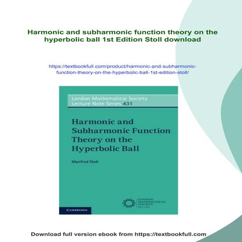 Harmonic and subharmonic function theory on the hyperbolic ball 1st ...