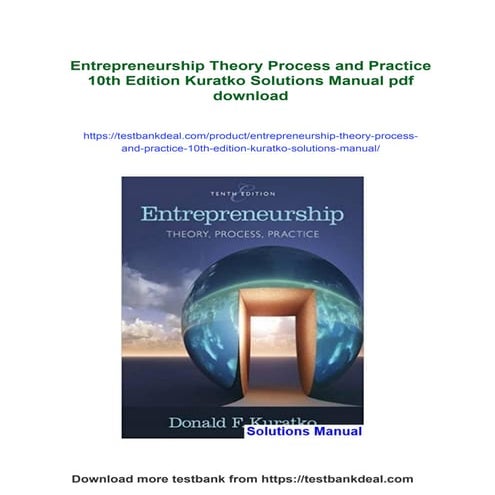Entrepreneurship Theory Process and Practice 10th Edition Kuratko ...