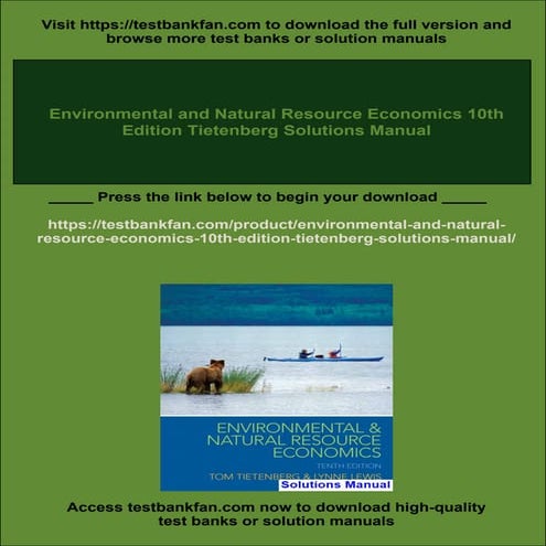 Environmental and Natural Resource Economics 10th Edition Tietenberg ...