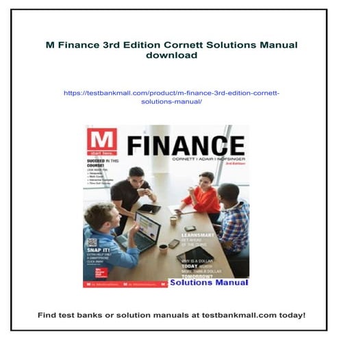 M Finance 3rd Edition Cornett Solutions Manual | PDF