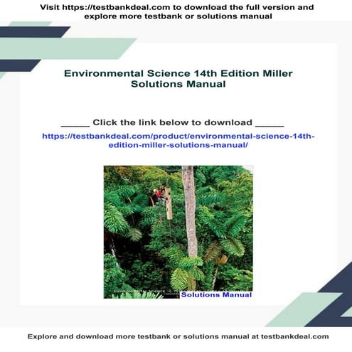 Environmental Science 14th Edition Miller Solutions Manual | PDF