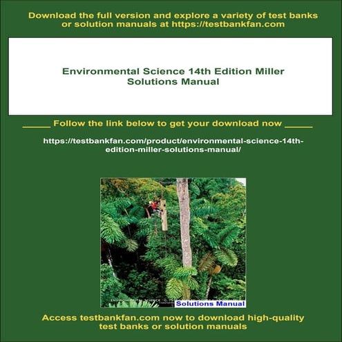 Environmental Science 14th Edition Miller Solutions Manual | PDF