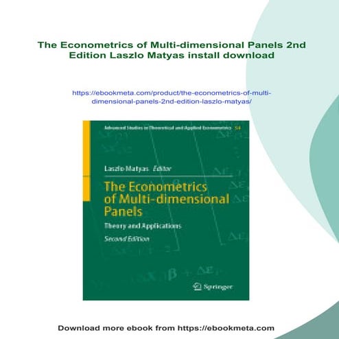 The Econometrics of Multi-dimensional Panels 2nd Edition Laszlo Matyas | PDF