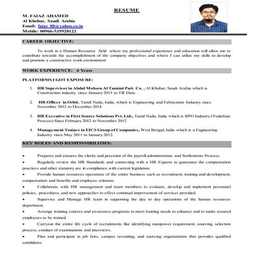 HR SA Resume | DOCX | Human Resources | Business