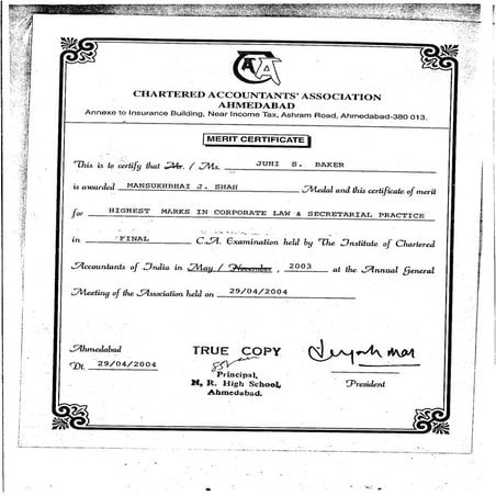 ICA Gold Medal Certificate | PDF