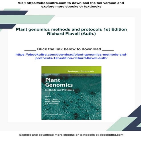 Plant genomics methods and protocols 1st Edition Richard Flavell (Auth.) | PDF